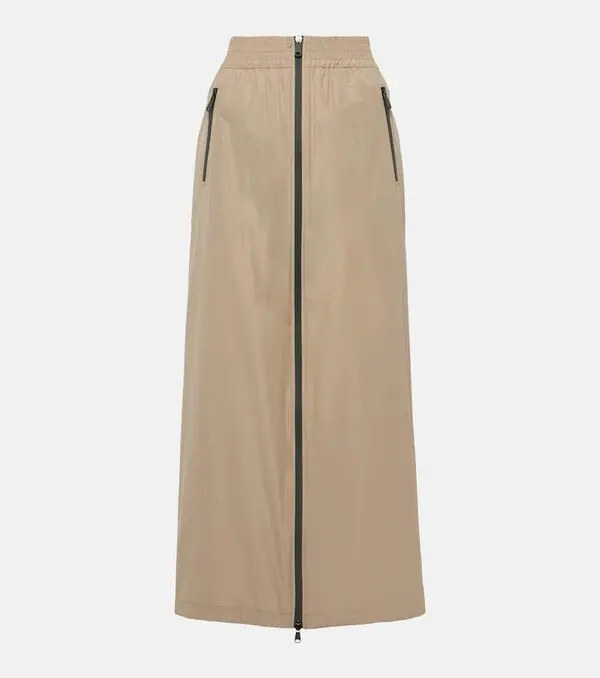 Brunello Cucinelli Zip-up Taffeta Maxi Skirt - Brown