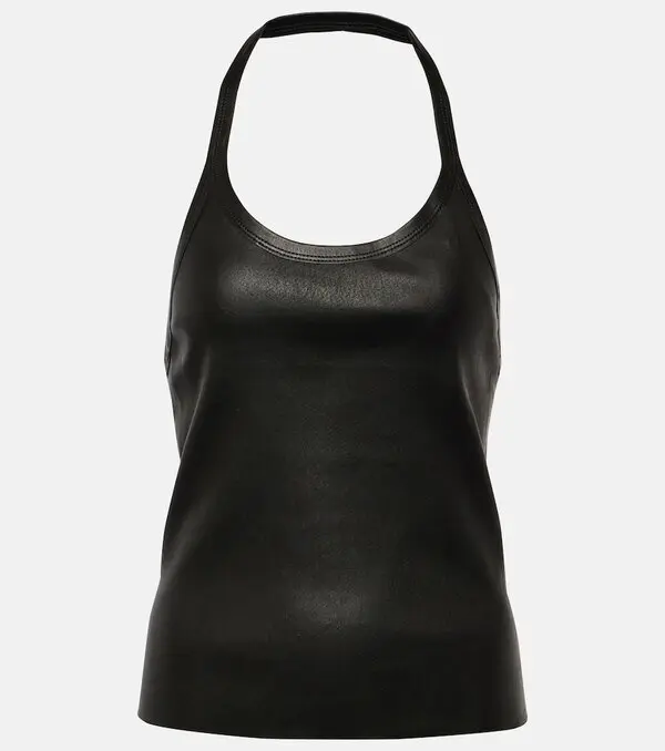 Stouls Cherry Halterneck Leather Top - Black
