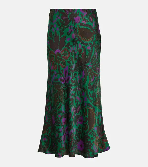 Velvet By Graham & Spencer Kaiya Printed Satin Midi Skirt