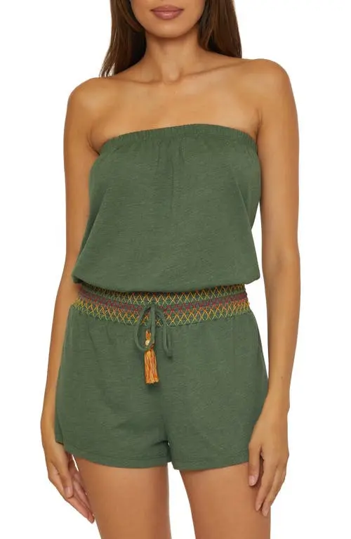 SOLUNA Strapless Drawstring Waist Romper - Olive