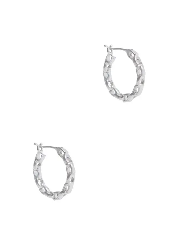 Coach Signature Logo Chain Hoop Earrings - Silver | Editorialist