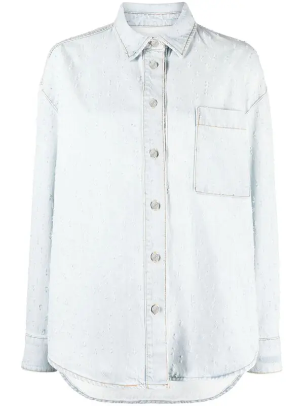 MSGM Ripped-detail Denim Overshirt