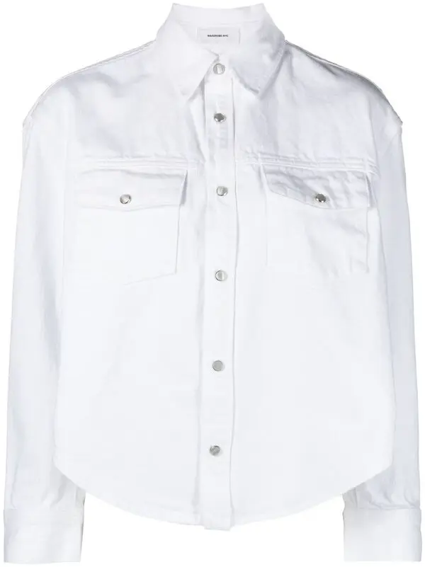 Wardrobe.NYC Cropped Denim Jacket - White