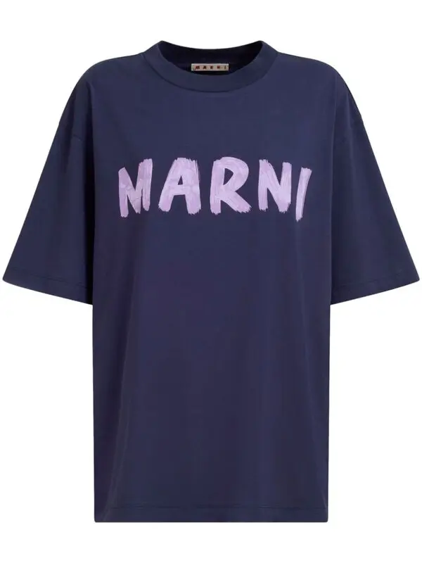 Marni Logo-print Cotton T-shirt - Blue