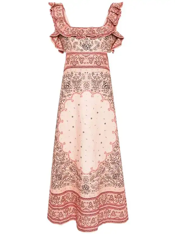 Zimmermann Matchmaker Frilled Midi Dress In Pink - 71% Off | Editorialist