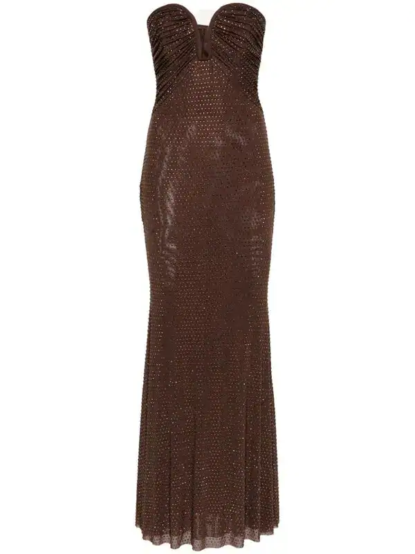 Self-Portrait Rhinestone-Embellished Maxi Dress In Brown - 40% Off |  Editorialist