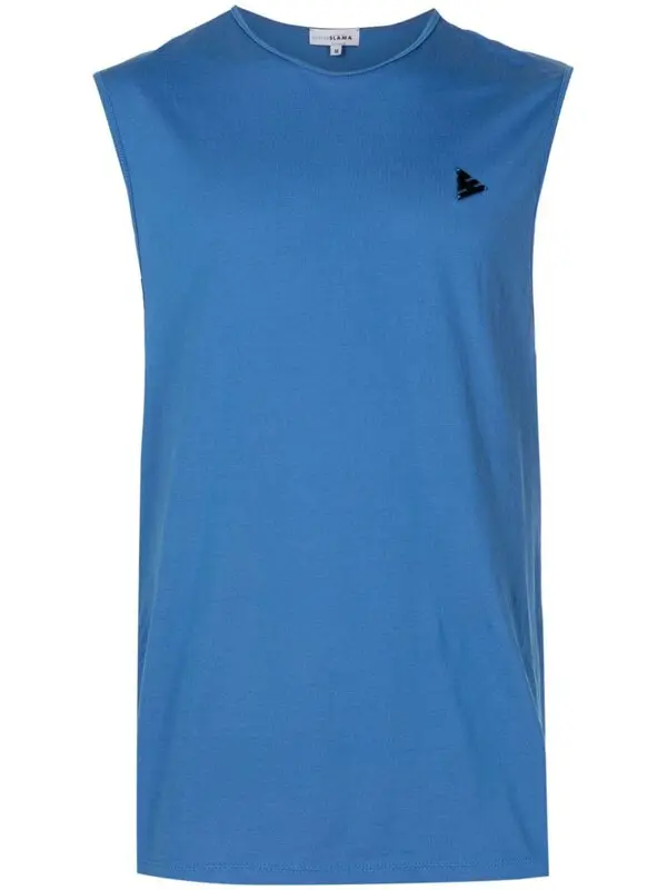 AMIR SLAMA Logo-plaque Cotton Tank Top - Blue
