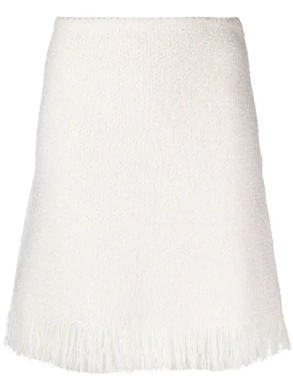 Chloé Bouclé Fringed A-line Miniskirt - Neutrals