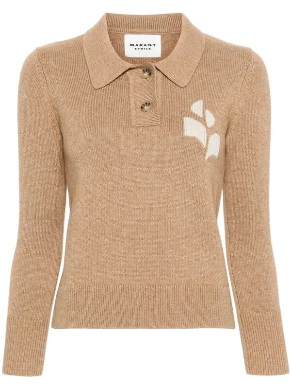MARANT ETOILE Nola Knitted Polo Sweatshirt - Brown