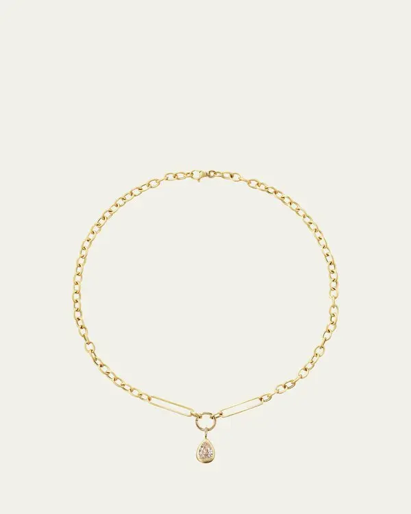 AARYAH 18k Yellow Diamond Pear Drop Necklace