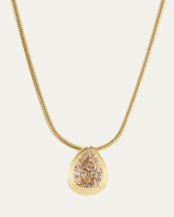 AARYAH Kyrah Diamond Pear And Snake Chain Necklace