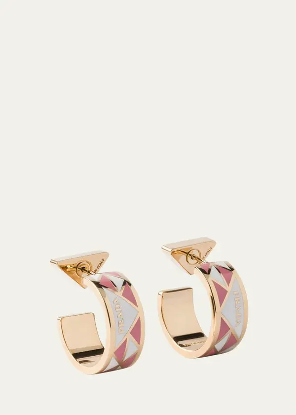 Prada Triangle Symbole Enamel Hoop Earrings - F03nu Bianco Peta ...