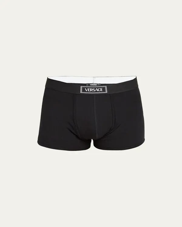Versace Cotton Jersey Logo Boxer Briefs - 1b000-black | Editorialist
