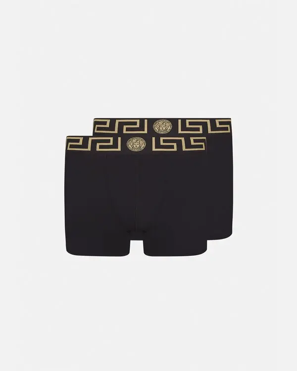 Versace Greca Border Long Trunks 2-pack - Black | Editorialist