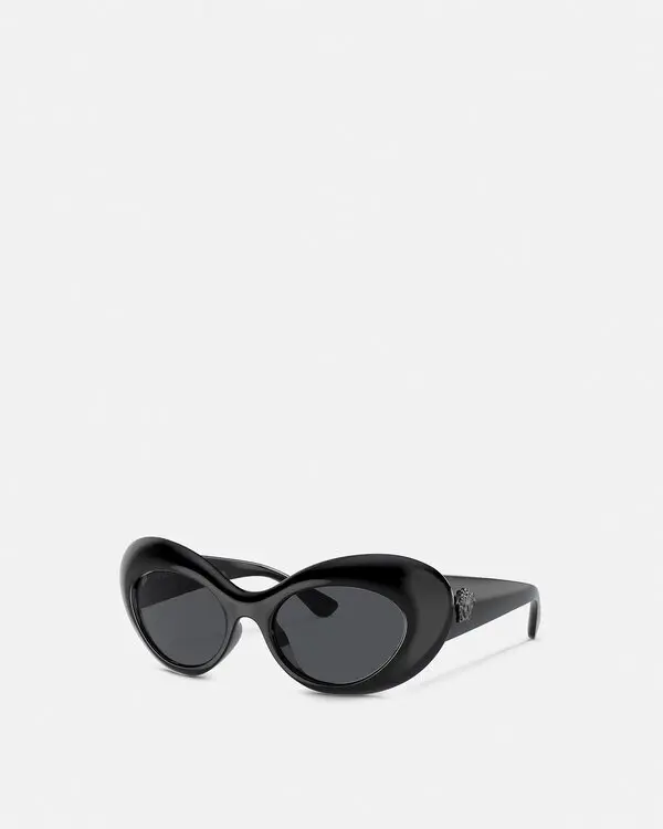 Versace Maxi La Medusa Oval Sunglasses - Black | Editorialist