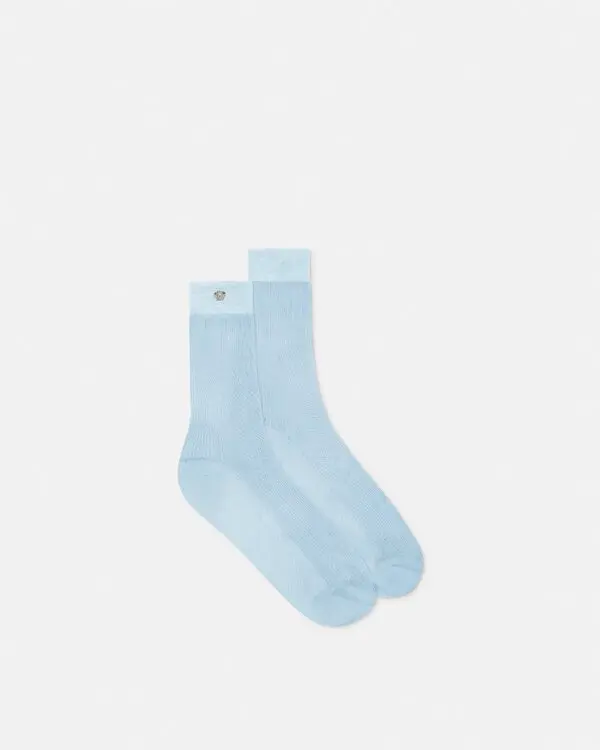 Versace Ribbed Knit Socks - Light Blue | Editorialist