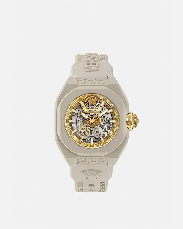 Versace V-legend Skeleton Watch - Beige | Editorialist