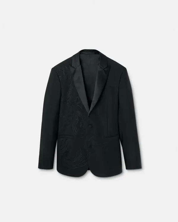Buy Versace Barocco Embroidered Formal Blazer - Black At 70% Off ...