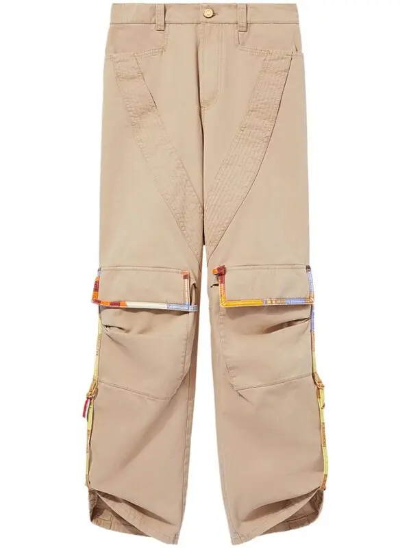 Emilio Pucci Patterned-trim Cotton Cargo Trousers