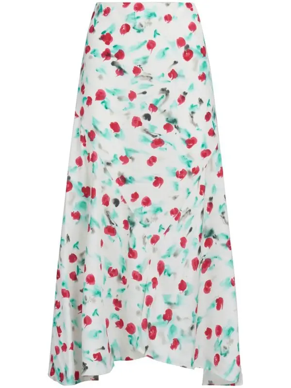 Marni Floral-print A-line Cotton Midi Skirt - White
