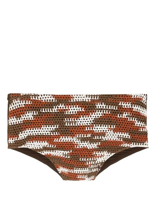 AMIR SLAMA Abstract-pattern Crochet Swim Shorts - Brown