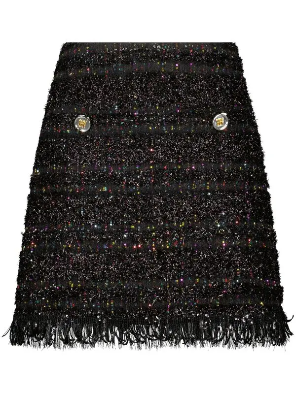 Giambattista Valli Frayed-detail Tweed Skirt