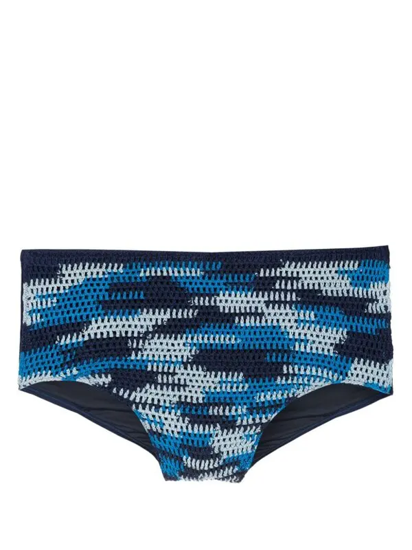 AMIR SLAMA Abstract Pattern Crochet Swim Shorts - Blue