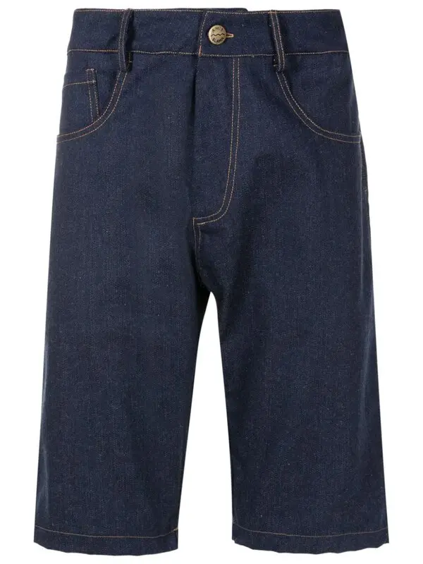AMIR SLAMA Logo-patch Denim Shorts