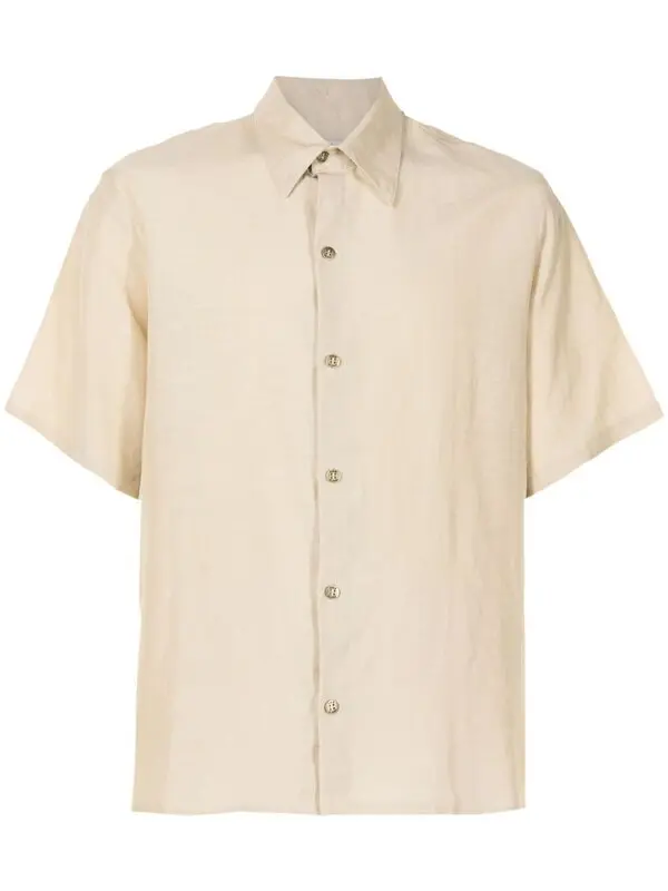 AMIR SLAMA Poseidon-print Linen-blend Shirt