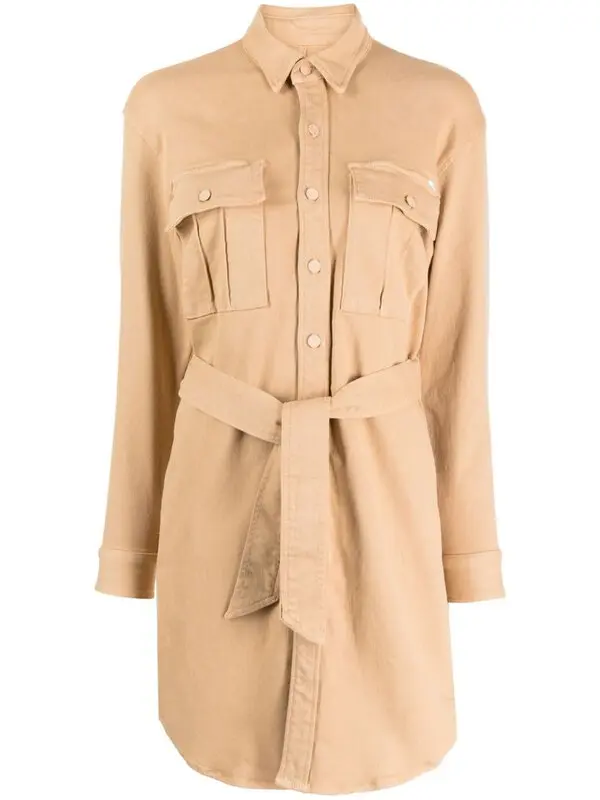 MOTHER The Cadet Belted Cotton-blend Minidress