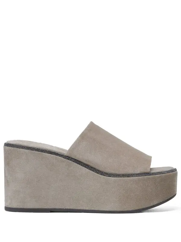 Brunello Cucinelli Platform Mules - Grey