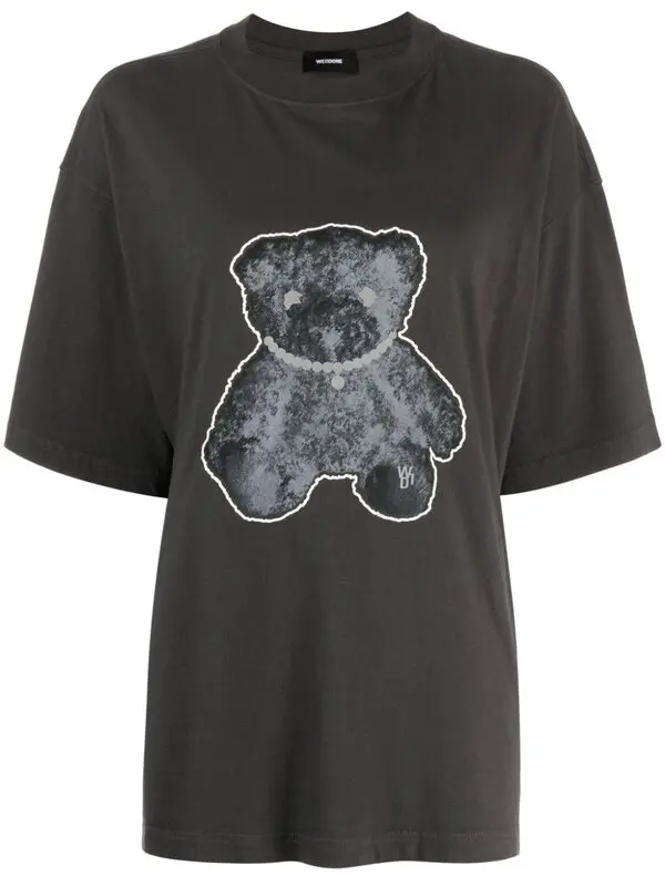 We11Done Teddy-print Cotton T-shirt - Grey