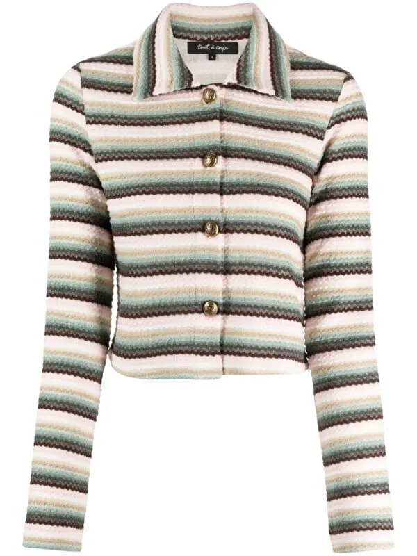 TOUT A COUP Bouclé Stripe-pattern Jacket