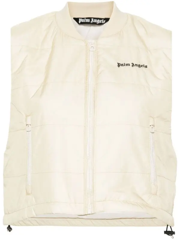 Palm Angels Logo-print Down Vest - Neutrals