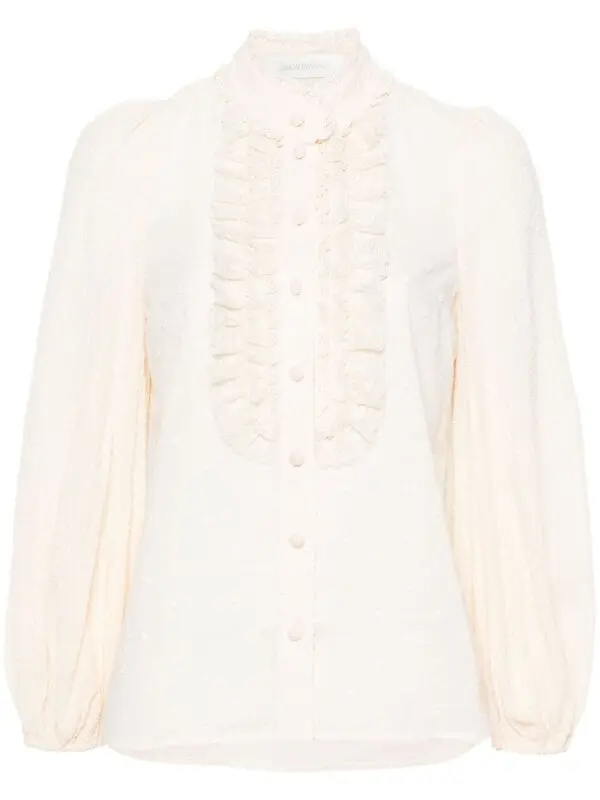 Zimmermann Ruffle-detail Cotton Top - Neutrals