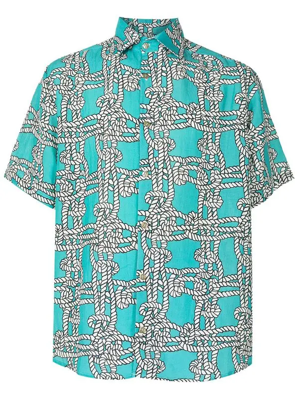 AMIR SLAMA Knot-print Linen-blend Shirt