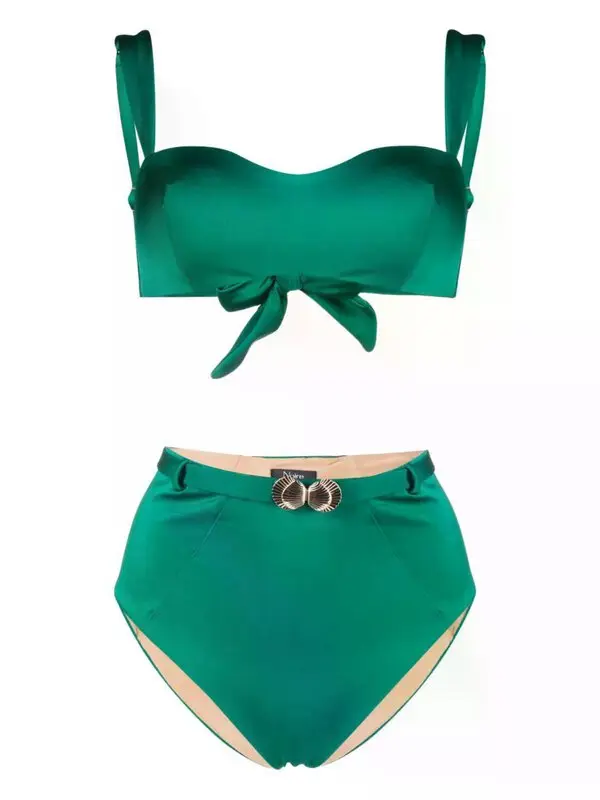 NOIRE SWIMWEAR Seashell-charm Bikini Set - Green