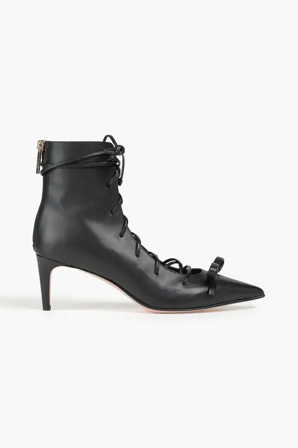 Red Valentino Leather Ankle Boots With Bow Detailing In Black - 75% Off ...