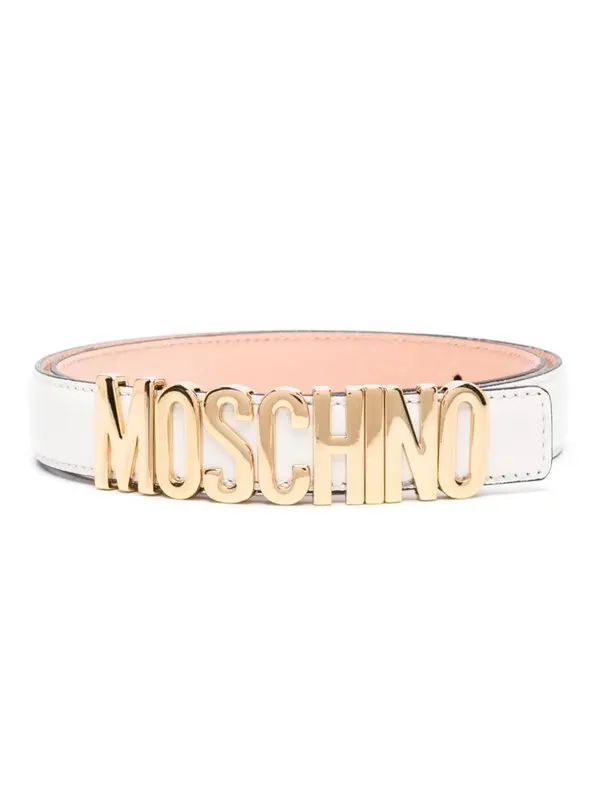Moschino Logo-lettering Leather Belt - Neutrals