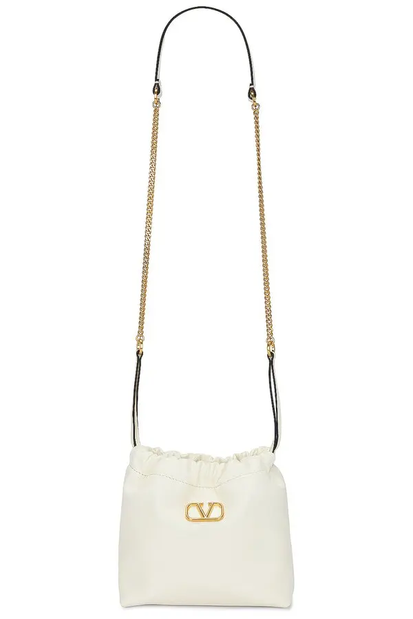 Valentino Garavani Vlogo Signature Mini Drawstring Bag In Ivory - 20% ...