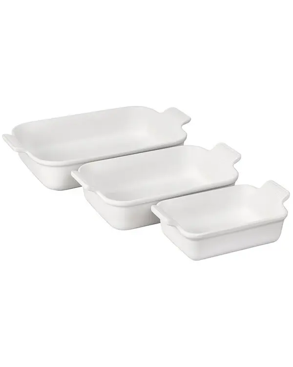 Buy LE CREUSET White Heritage Set Of 3 Rectangular Dishes - Nocolor At 30% Off | Editorialist