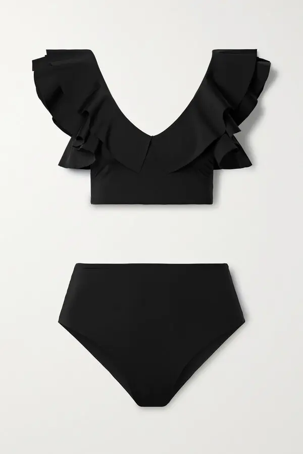 MAYGEL CORONEL Net Sustain Mila Ruffled Bikini - Black