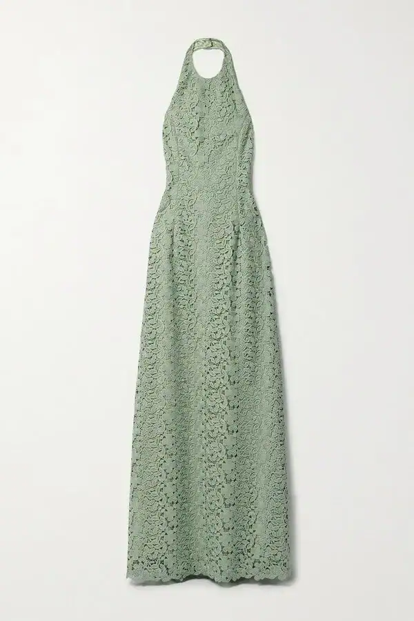 Markarian Sahara Guipure Lace Halterneck Gown In Green - 70% Off |  Editorialist