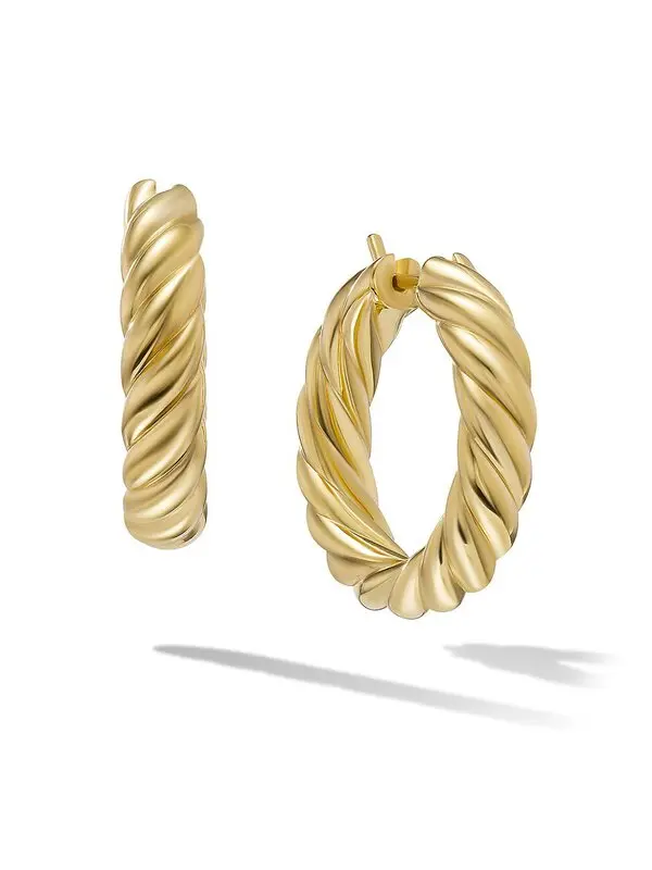 David Yurman Sculpted Cable Hoops Earrings In 18k Yellow - Gold ...