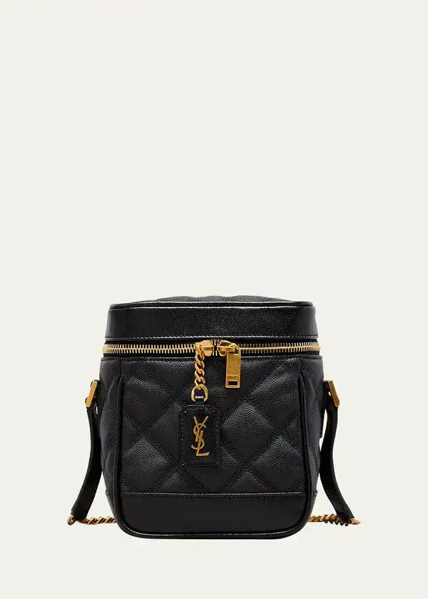 Saint Laurent 80s Vanity Ysl Grain De Poudre Quilted Shoulder Bag