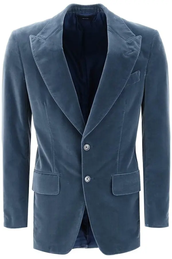 Buy TOM FORD Atticus Jacket In Velvet - Blue At 33% Off | Editorialist