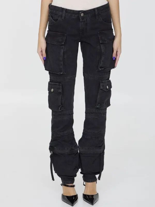 Attico Essie Low-waist Cargo Jeans - Black