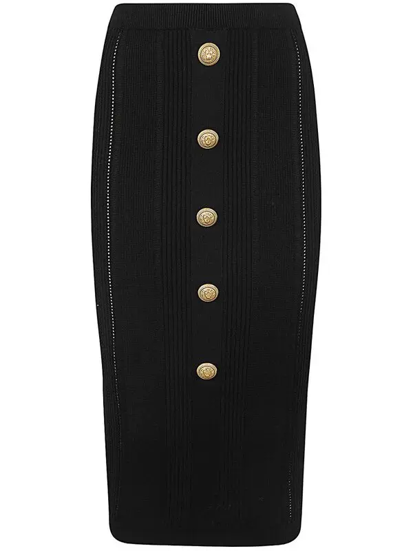 Balmain High-waist Button Detailed Knit Skirt