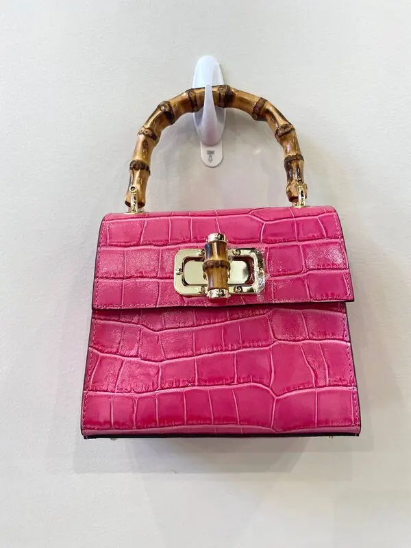 Buy German Fuentes Croc Leather Bag In Hot - Pink At 35% Off | Editorialist