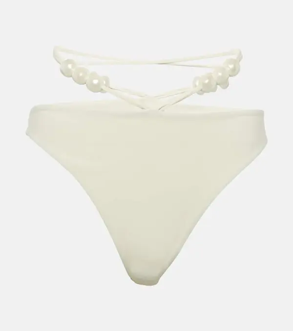 Magda Butrym Beaded Bikini Bottom - Neutrals